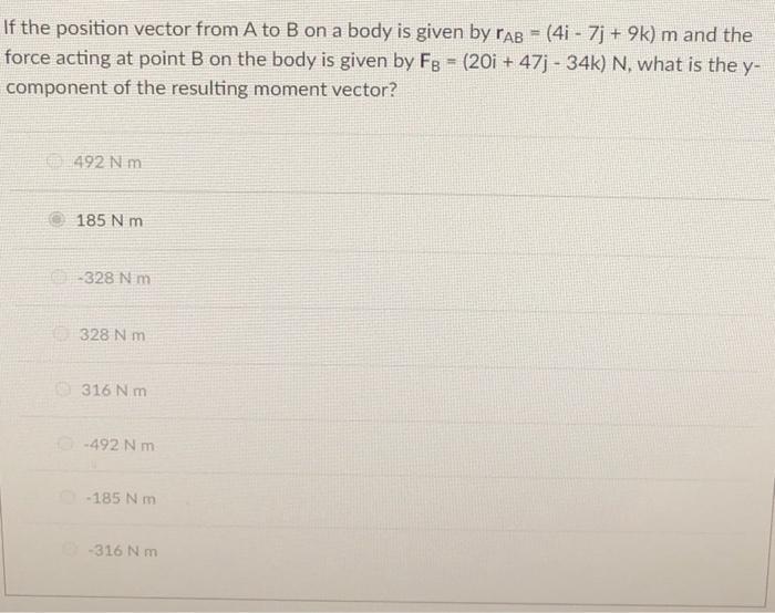 Solved If the position vector from A to B on a body is given | Chegg.com