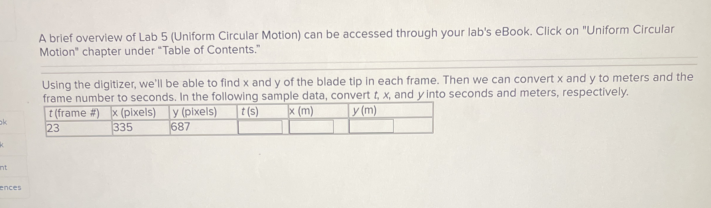 Solved A brief overview of Lab 5 (Uniform Circular Motion) | Chegg.com