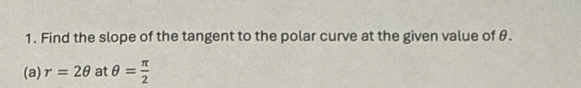 Solved Find the slope of the tangent to the polar curve at | Chegg.com