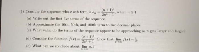 Solved (n + 1) (1) Consider the sequence whose nth term is | Chegg.com