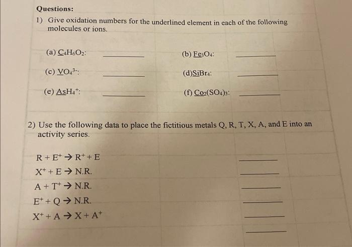 [solved] How To Find Out Oxidation Number 1 Give Ox