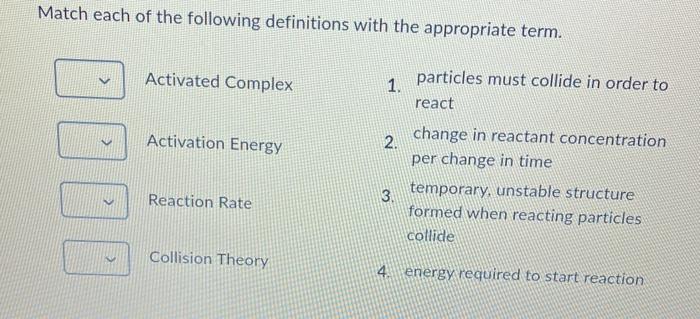 Solved Match each of the following definitions with the | Chegg.com