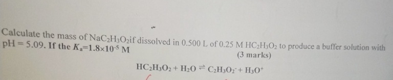 Solved Calculate the mass of NaC2H3O2 ﻿if dissolved in 0.500 | Chegg.com