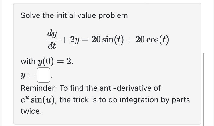 Solved Solve the initial value | Chegg.com