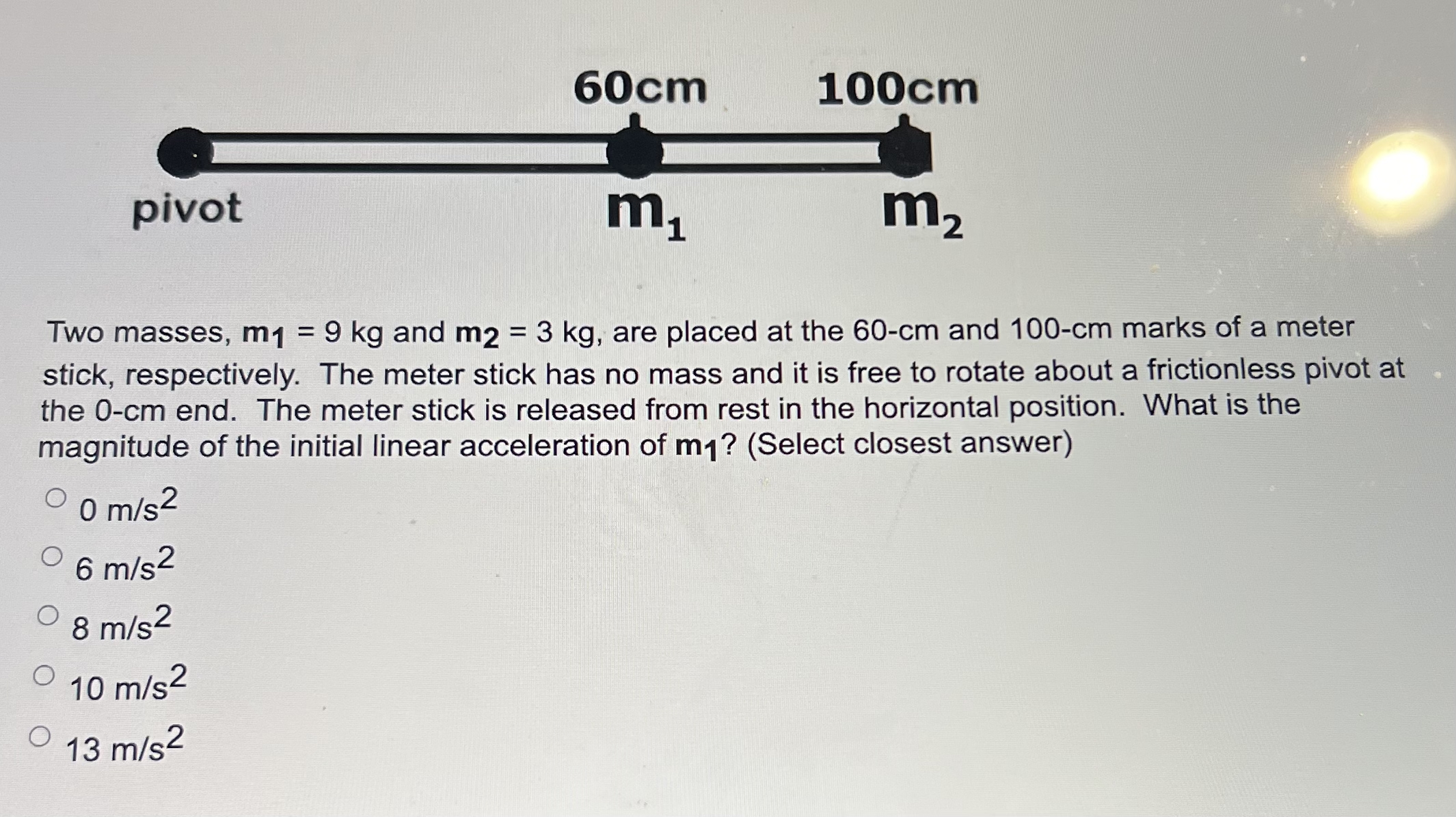 Solved Two masses, m1=9kg ﻿and m2=3kg, ﻿are placed at the | Chegg.com
