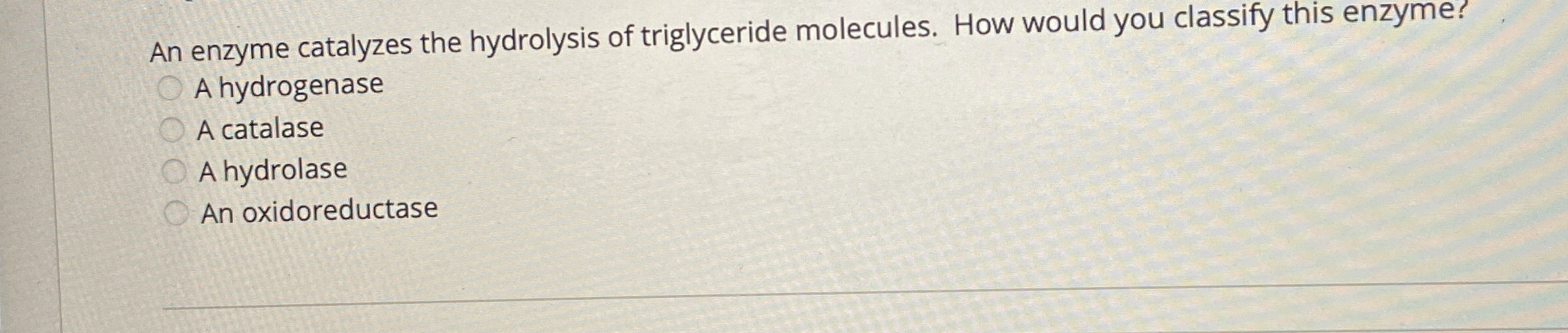 High Quality SOLUTION An enzyme catalyzes the hydrolysis of triglyceride | Chegg.com