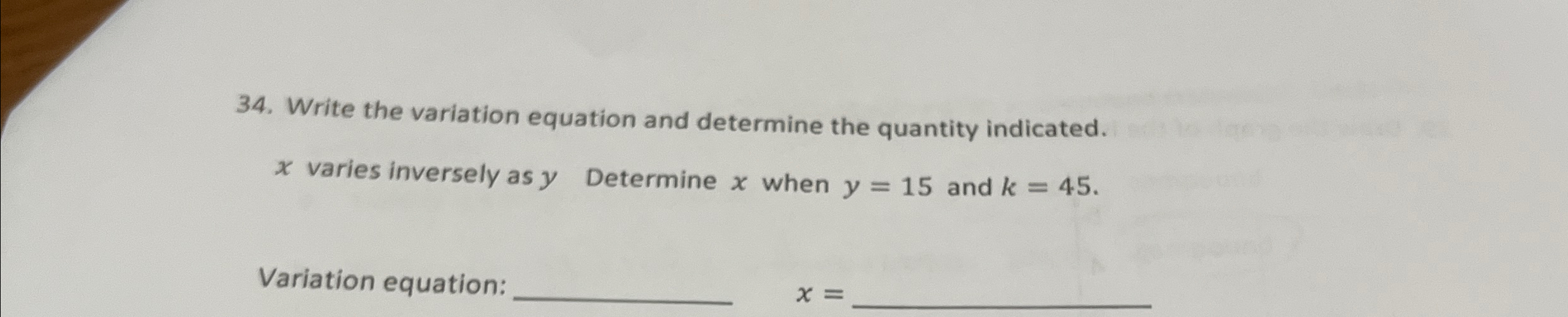 Solved Write the variation equation and determine the | Chegg.com