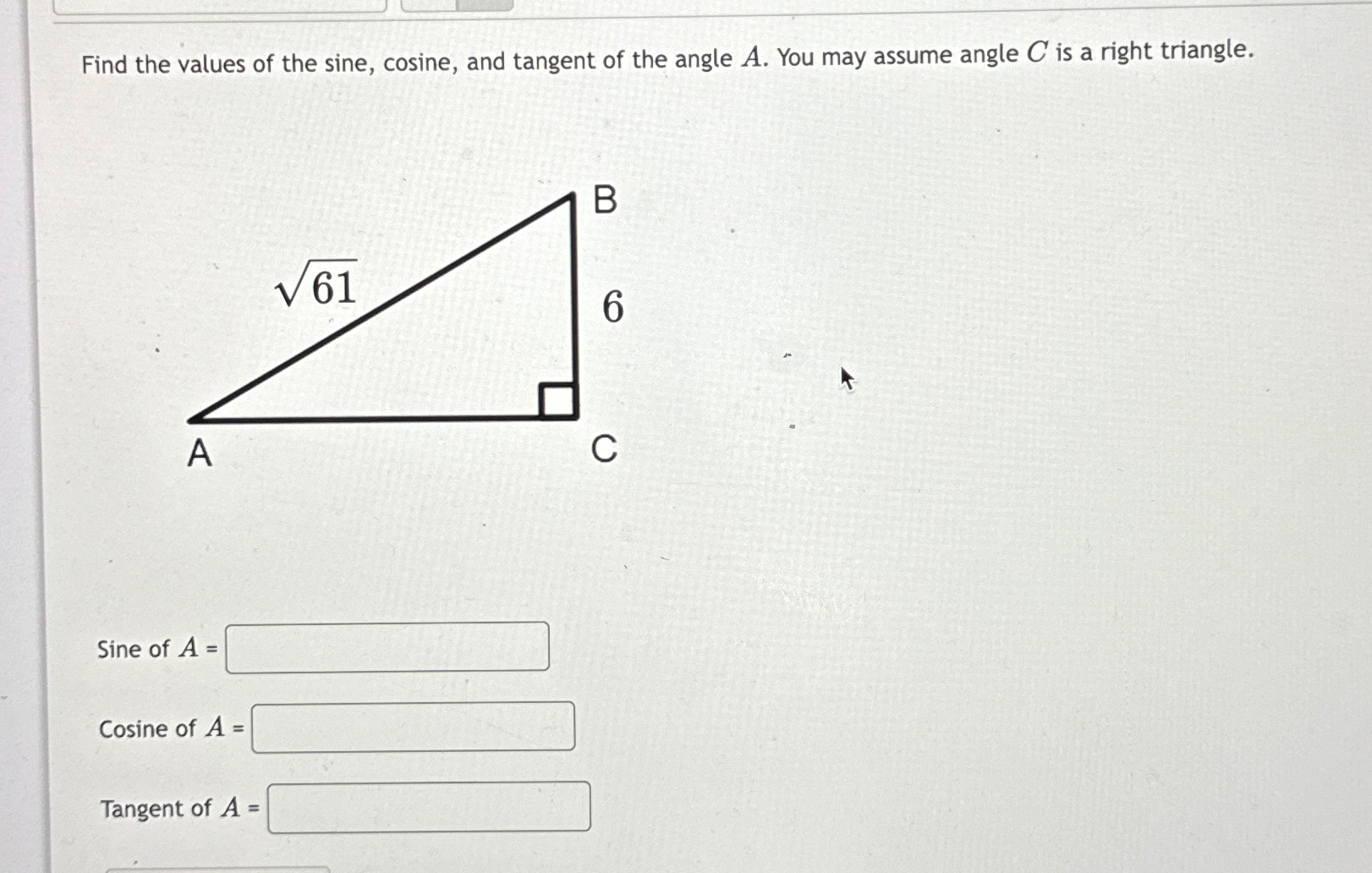 Solved Find the values of the sine, ﻿cosine, and tangent of | Chegg.com