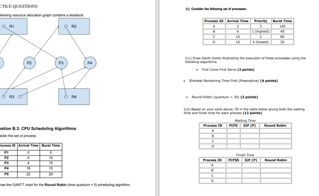 Solved (c) ﻿Consider the following set of processes:(c1) | Chegg.com
