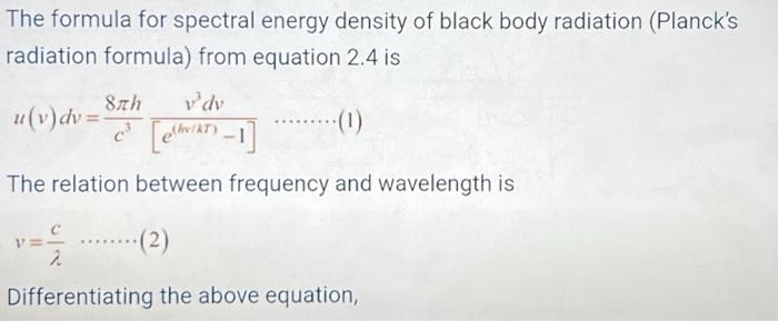 Solved 9. Planck's law can be written as a function of | Chegg.com