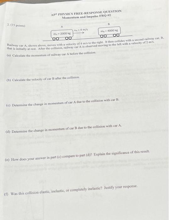 Solved AP PHYSICS FREE-RESPONSE QUESTION Momentum and | Chegg.com