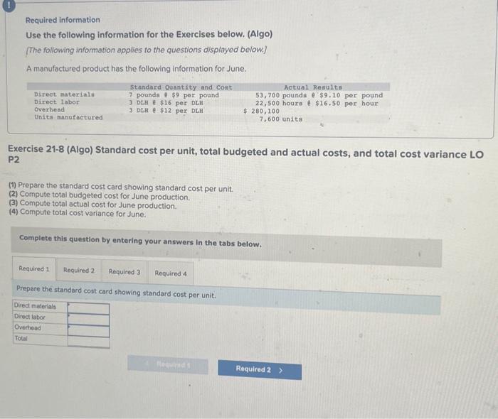 Solved Required Information Use the following information | Chegg.com