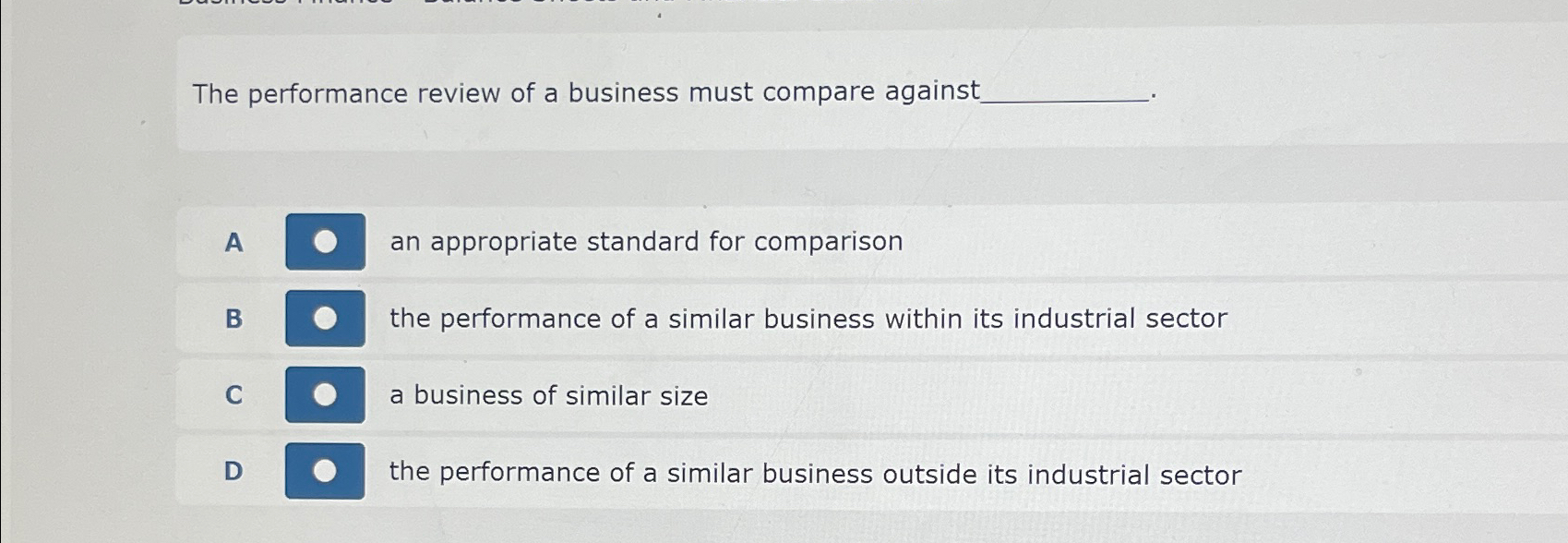 Solved The performance review of a business must compare | Chegg.com