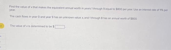 Solved Find the value of x that makes the equivalent annual | Chegg.com