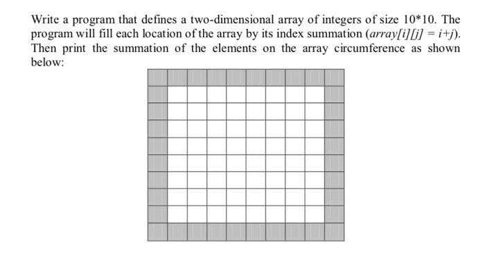Solved Write a program that defines a two-dimensional array | Chegg.com