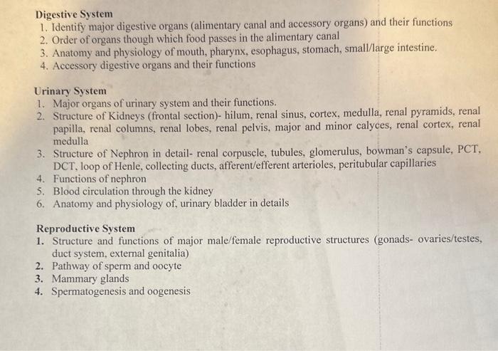 Solved Digestive System 1. Identify major digestive organs | Chegg.com