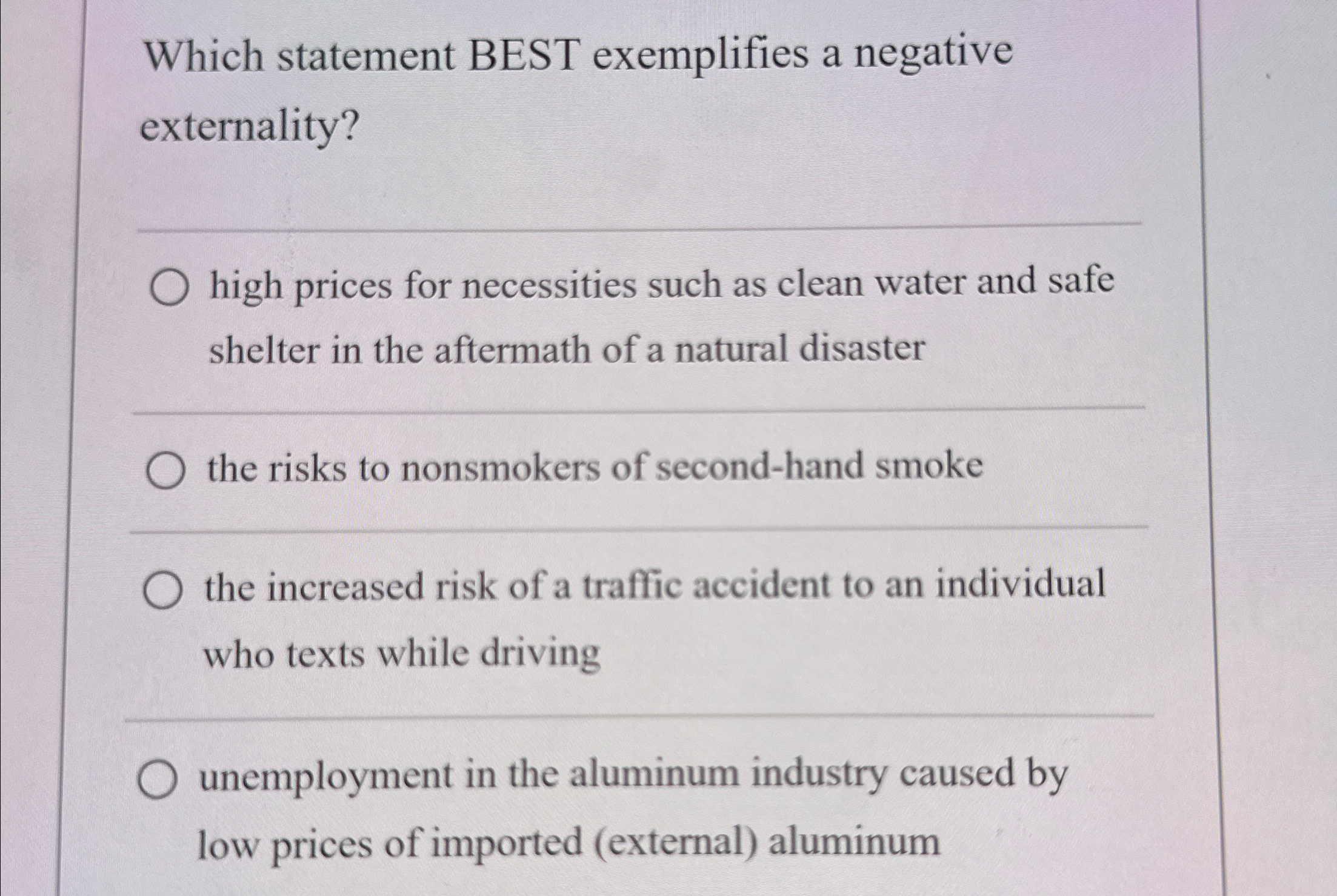 Solved Which statement BEST exemplifies a negative | Chegg.com