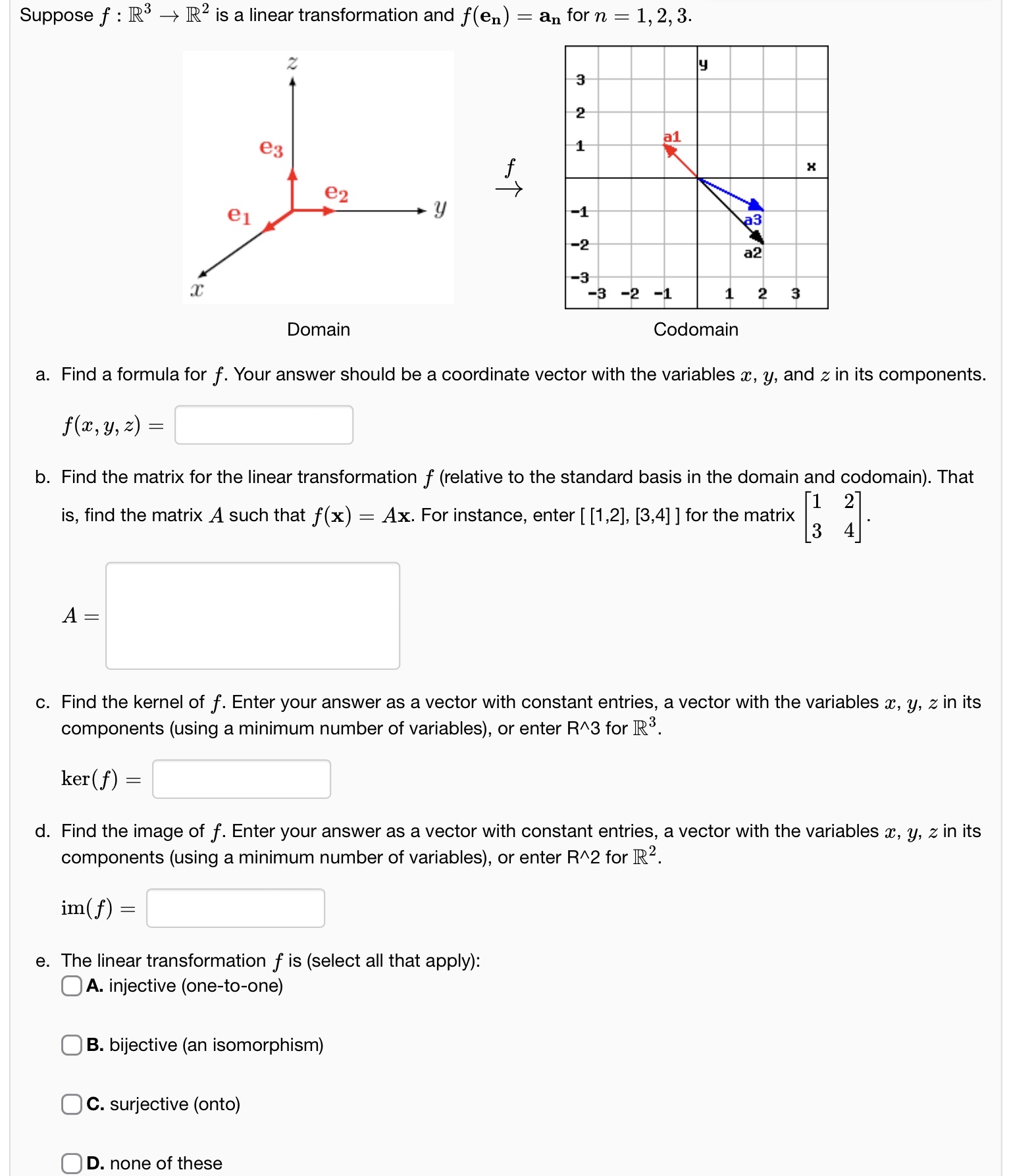 Solved Suppose f:R3→R2 ﻿is a linear transformation and | Chegg.com