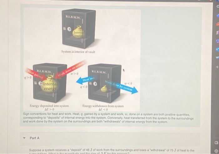 Solved Sign conventions for heat and work. Heat, q. gained | Chegg.com