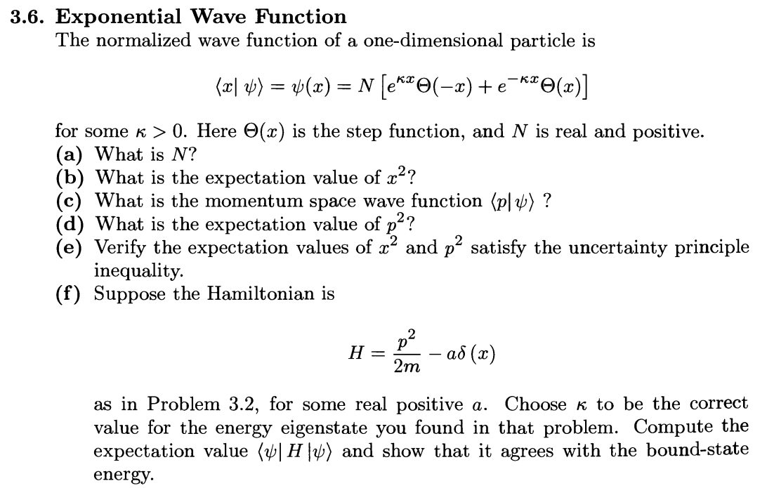 Solved 3 6 exponential Wave Functionthe Normalized Wave
