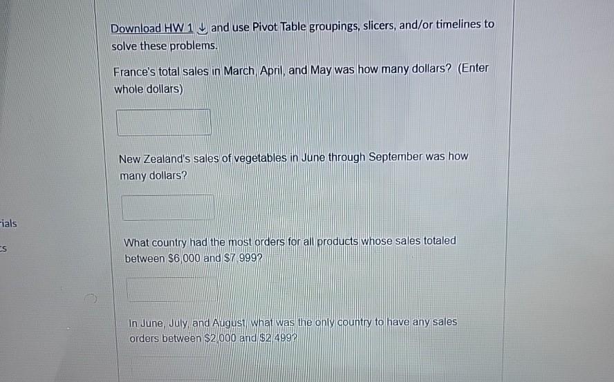 Download HW 1£ ﻿and use Pivot Table groupings, | Chegg.com
