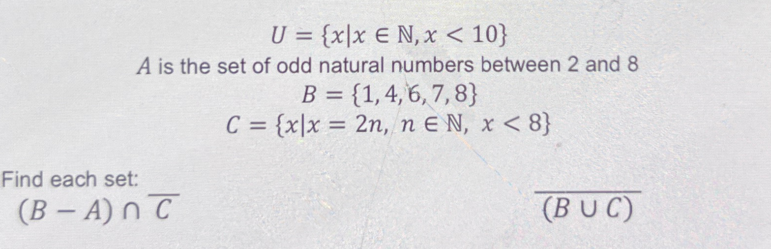 Solved U={x|xinN,x