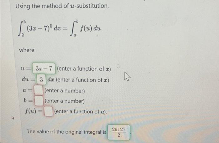 Solved Using the method of u-substitution, | Chegg.com