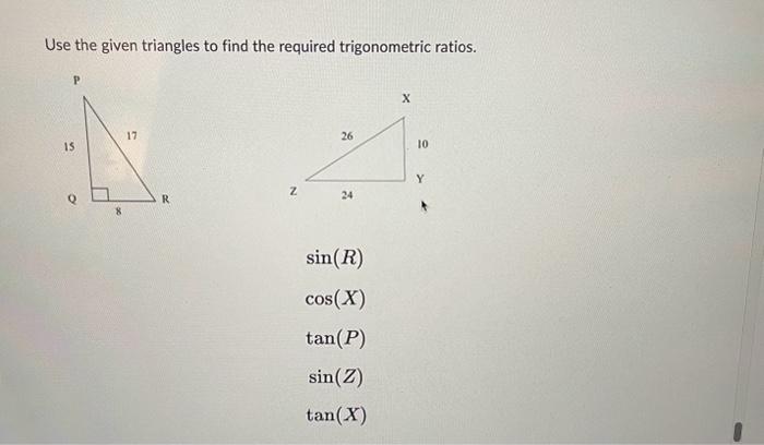 Solved Use the given triangles to find the required | Chegg.com