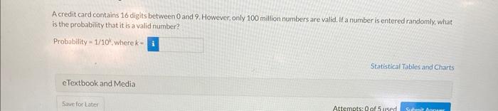 Solved A credit card contains 16 digits between 0 and 9 . | Chegg.com