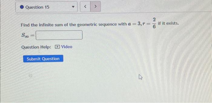 Solved Find the infinite sum of the geometric sequence with | Chegg.com