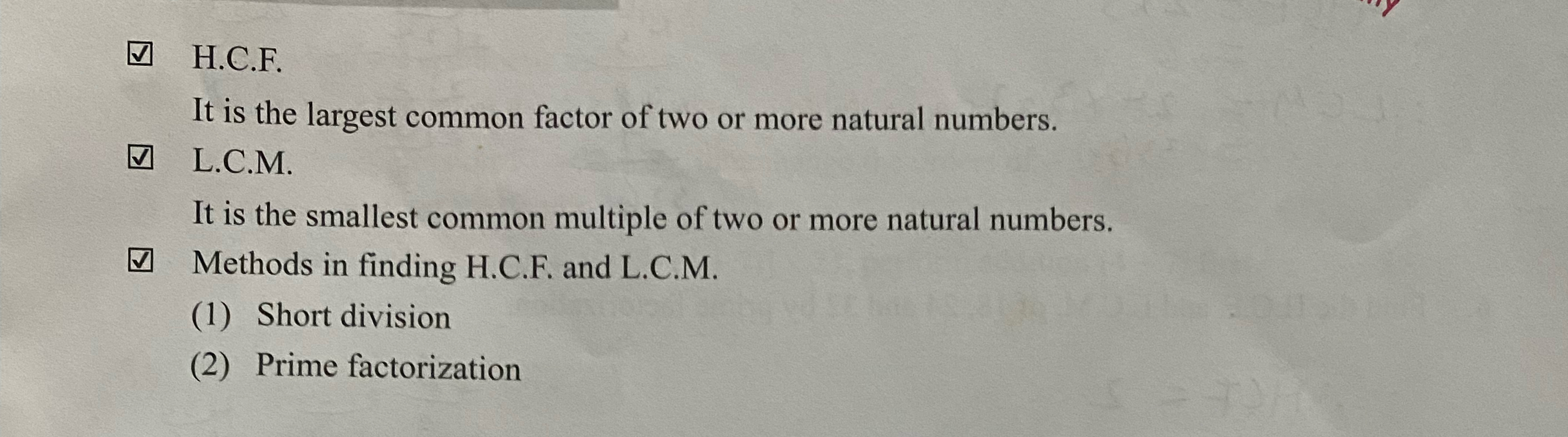 Solved H.C.F.It is the largest common factor of two or more | Chegg.com