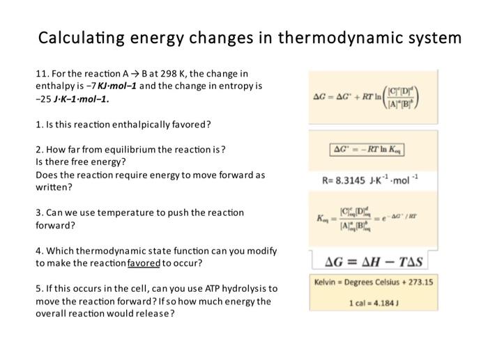 Calculating energy changes in thermodynamic system | Chegg.com