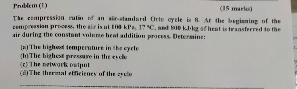[Solved]: The compression ratio of an air-stan