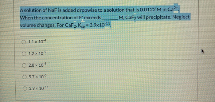 Solved A solution of Naf is added dropwise to a solution | Chegg.com