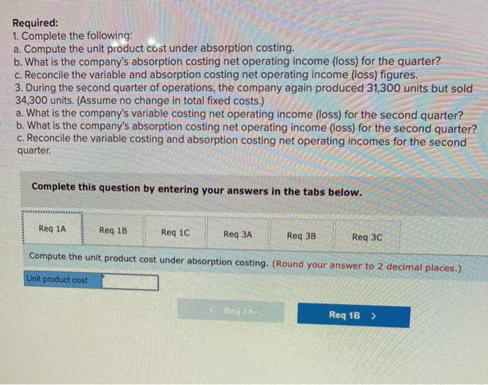 Solved Problem 6-23 (Algo) Absorption and Variable Costing; | Chegg.com