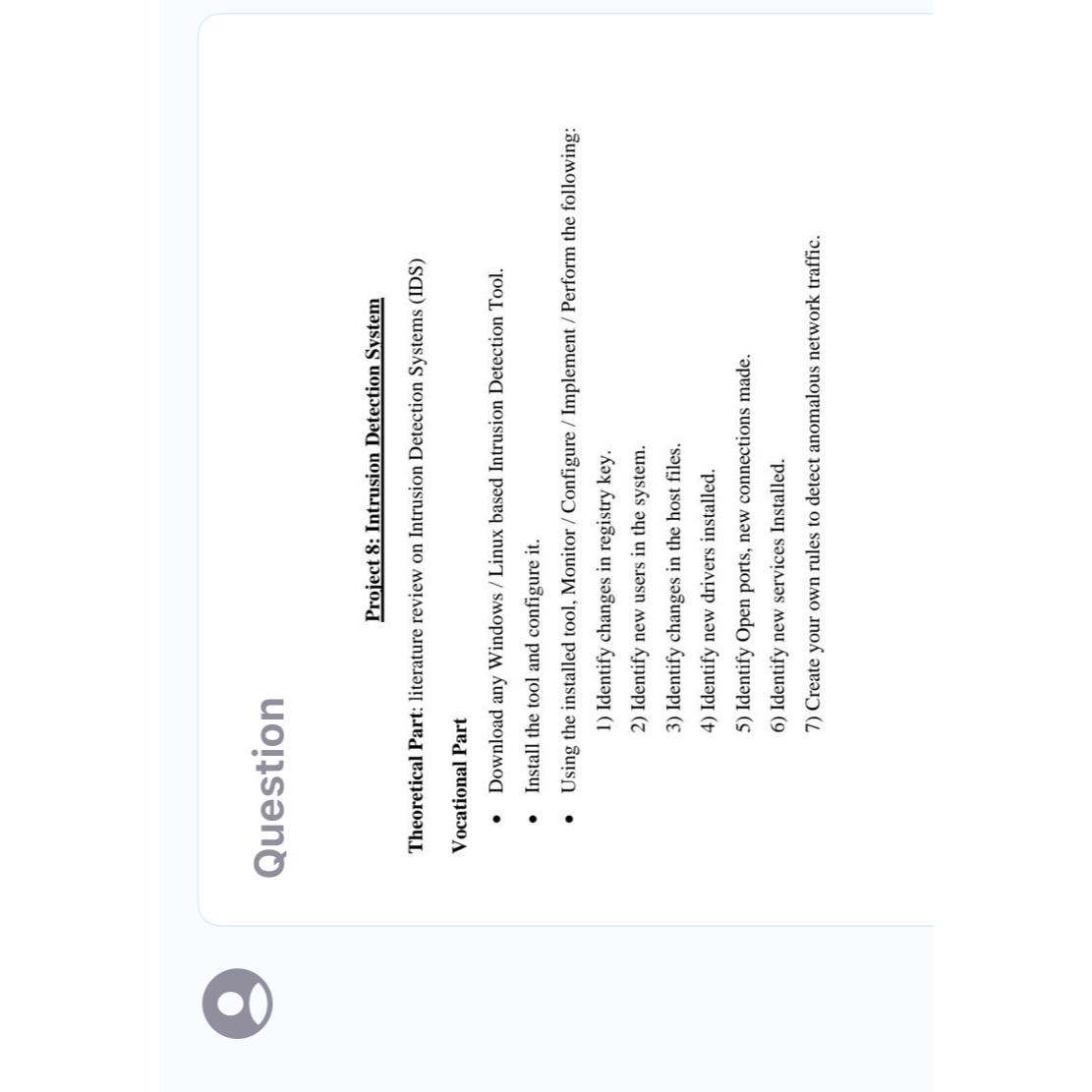 Solved QuestionProject 8: Intrusion Detection | Chegg.com