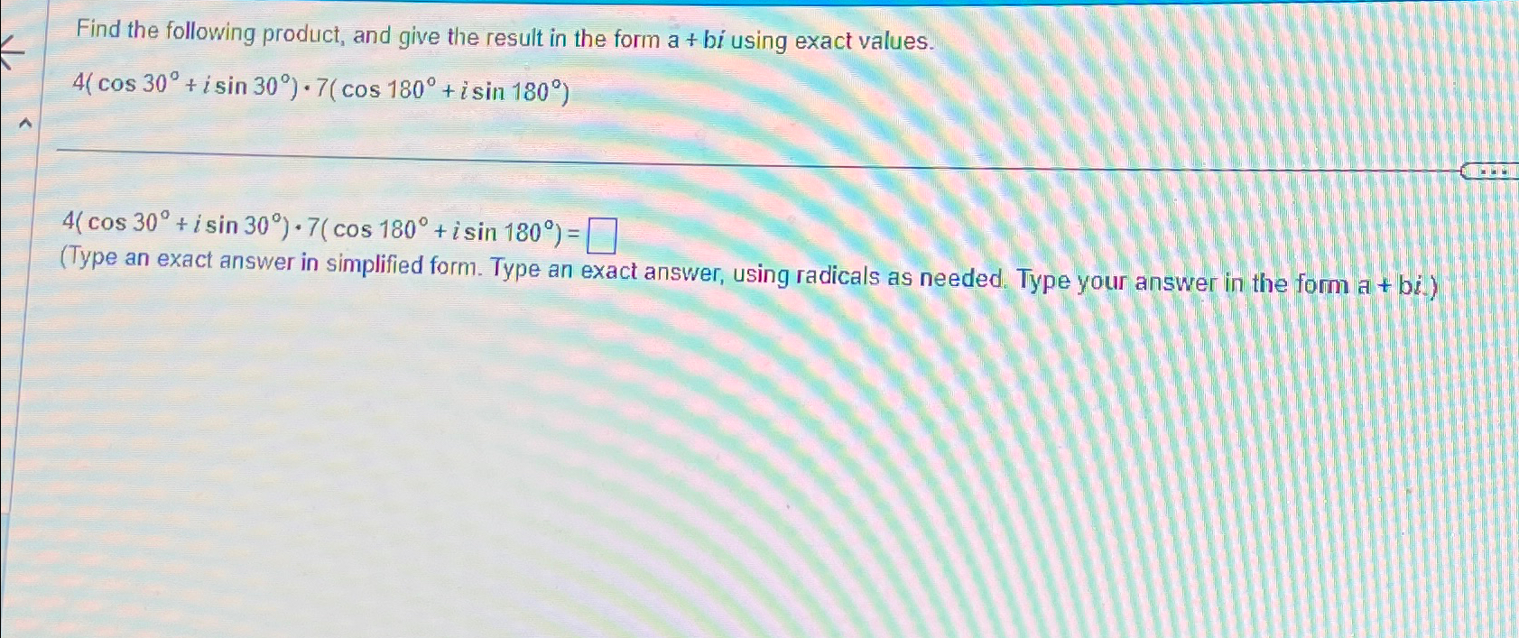 Solved Find the following product, and give the result in | Chegg.com