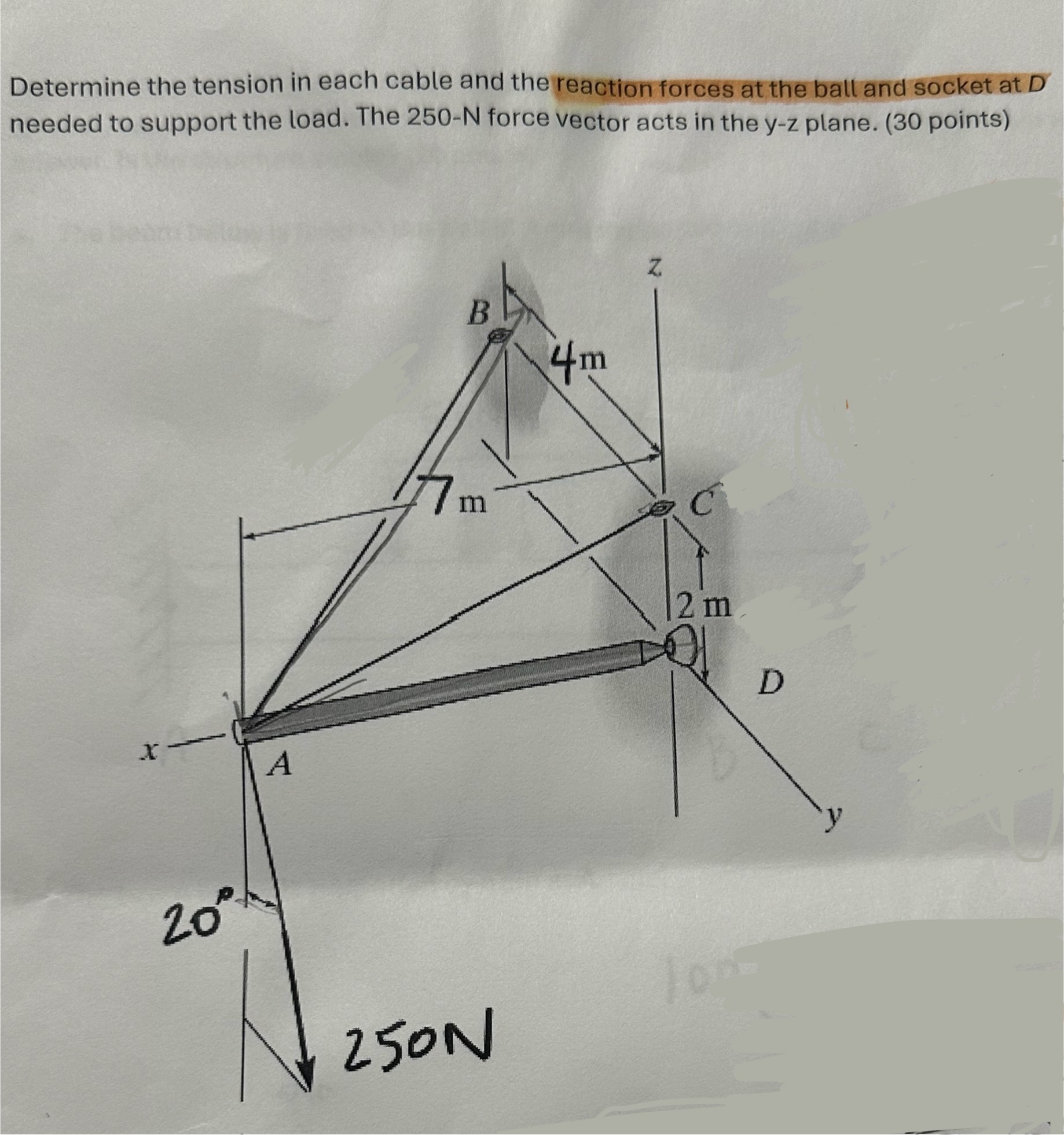 Solved This is a statics question: Determine the tension in | Chegg.com