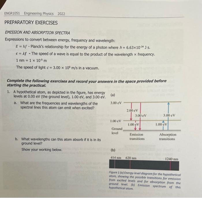 Solved EMISSION AND ABSORPTION SPECTRA Expressions to | Chegg.com