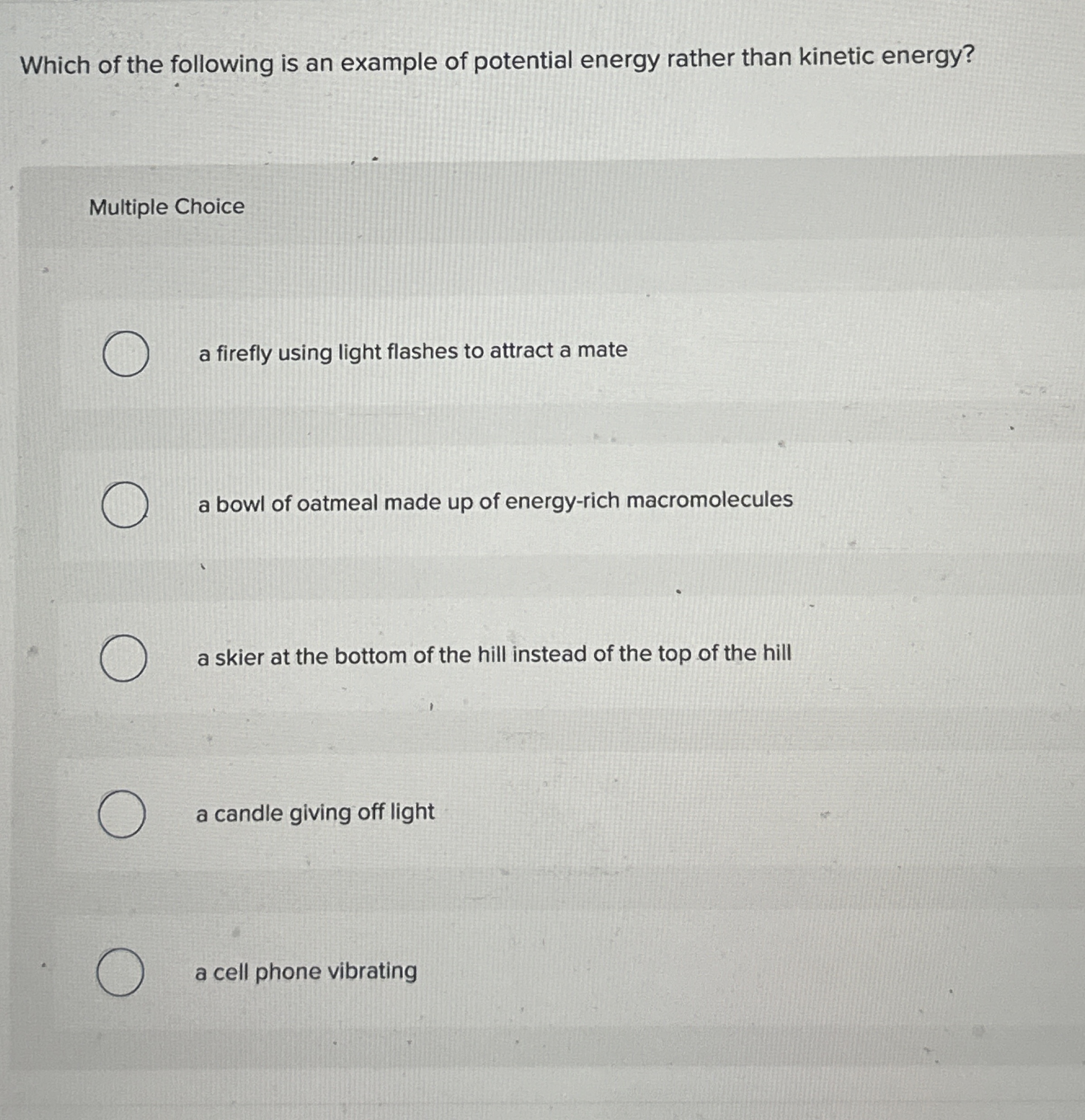 Solved Which of the following is an example of potential | Chegg.com