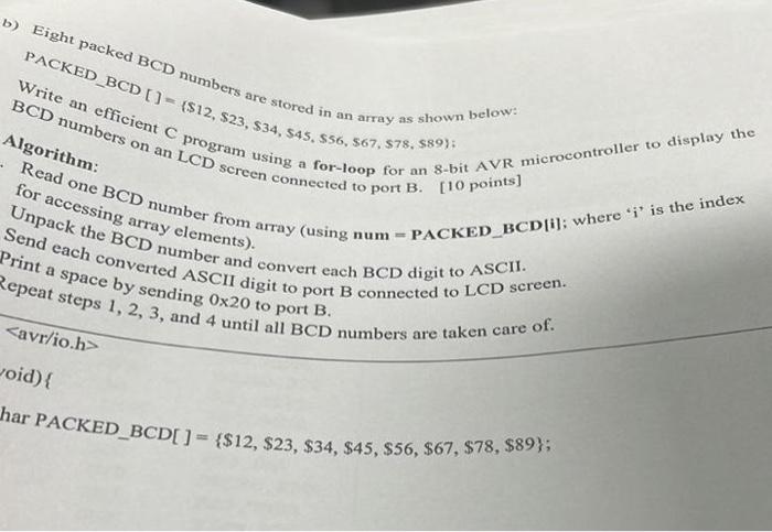 Solved E Bht Packed BCD numbers are stored in an array as | Chegg.com