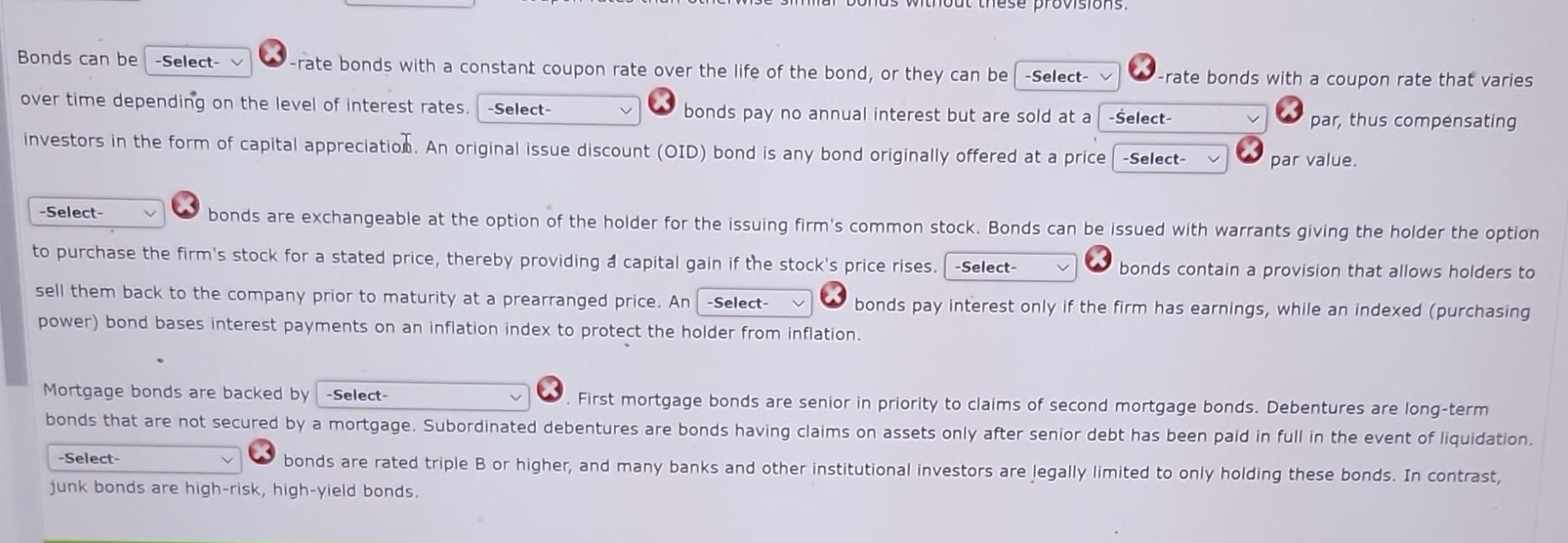 Solved Bonds can be -Select- -rate bonds with a constant | Chegg.com