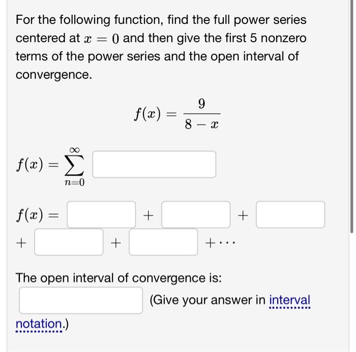 Solved For the following function, find the full power | Chegg.com