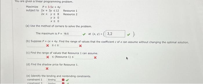 Solved You are given a linear programming problem. Maximize | Chegg.com