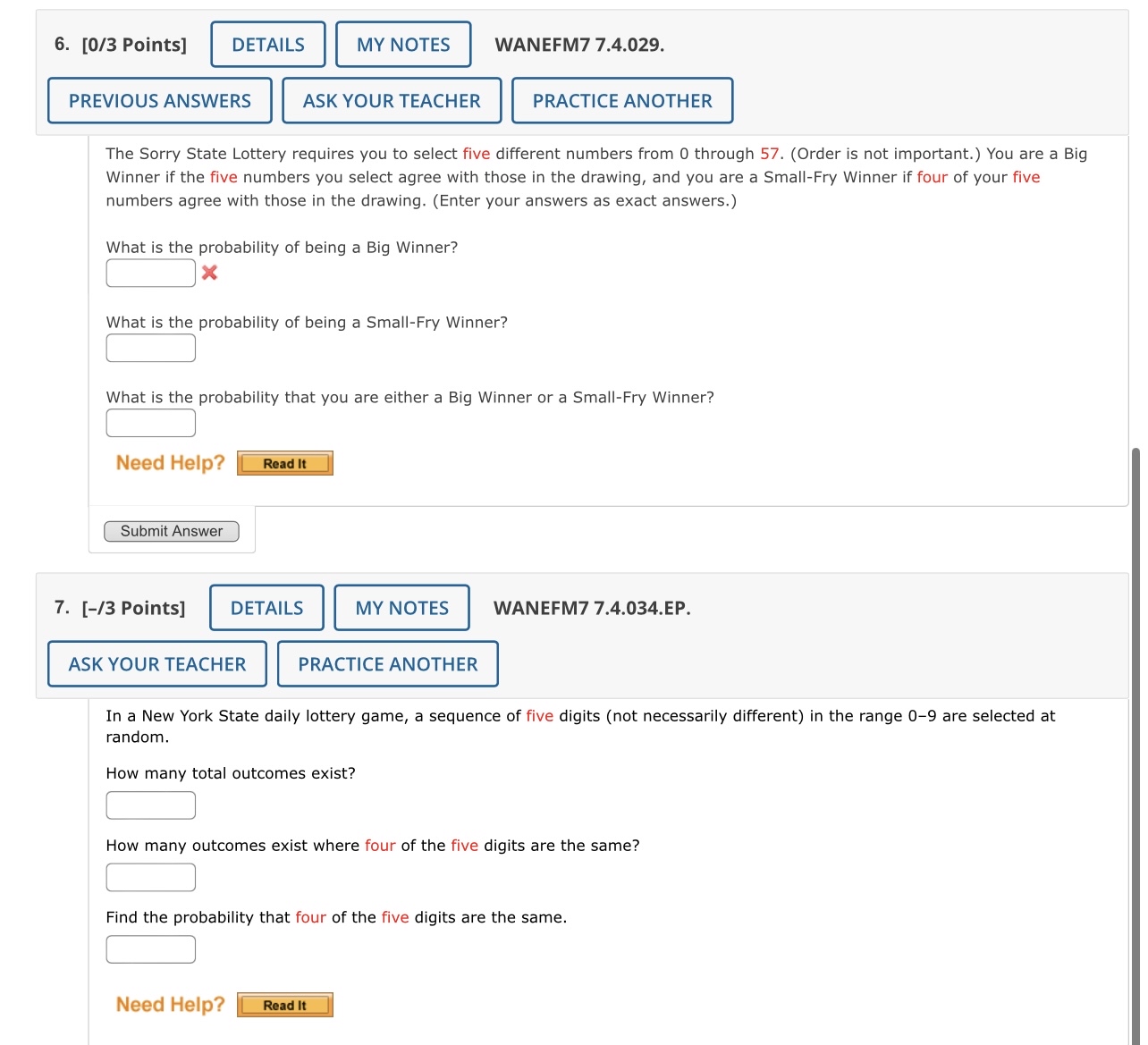 Solved Points]WANEFM7 7.4.029.The Sorry State Lottery | Chegg.com