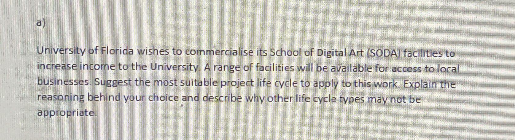 Solved University of Florida wishes to commercialise its | Chegg.com