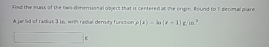 Solved Find the mass of the two-dimensional object that is | Chegg.com