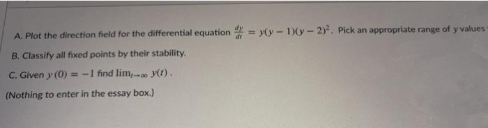 Solved A. Plot the direction field for the differential | Chegg.com
