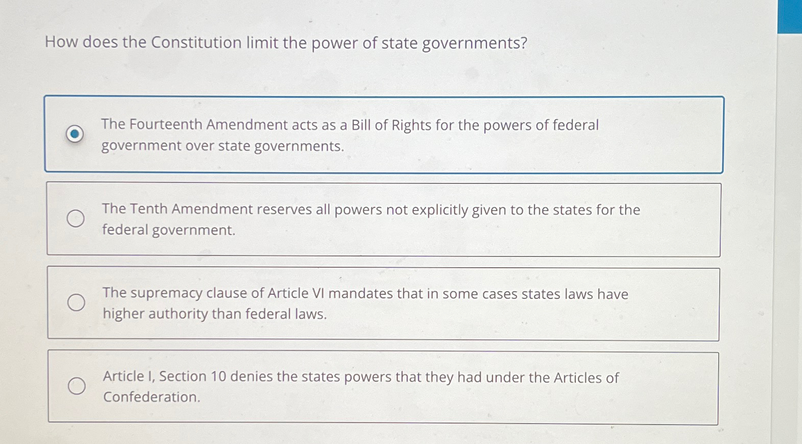 Solved How does the Constitution limit the power of state | Chegg.com