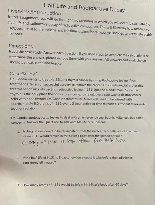 Solved Half-Life and Radioactive Decay Overview/Introduction | Chegg.com